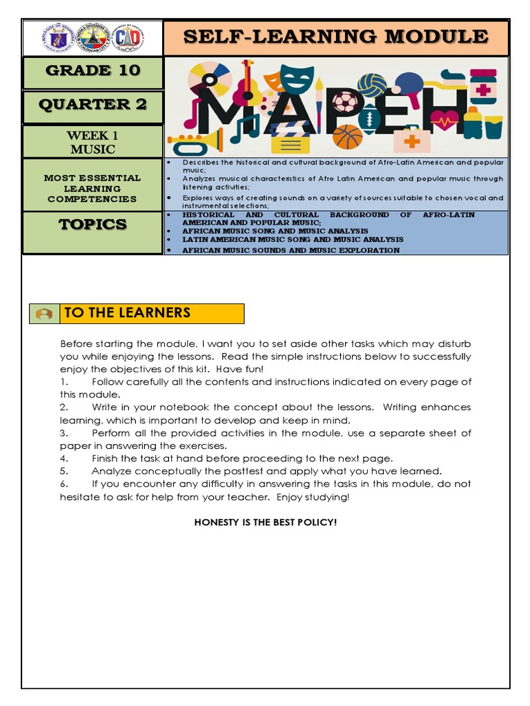Self-Learning Module: Grade 10 Quarter 2 | PDF | Dances | Jazz