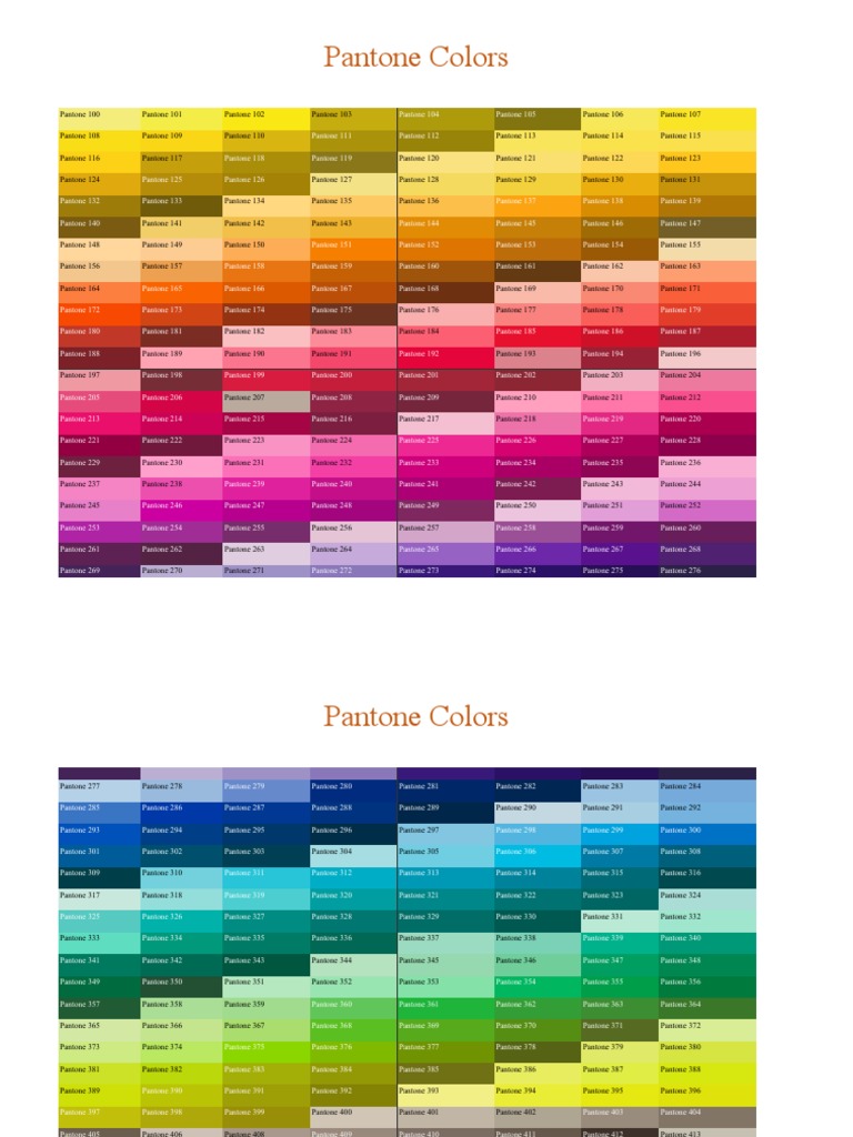 Printable Pantone Color Chart | PDF | Publishing | Computer Graphics