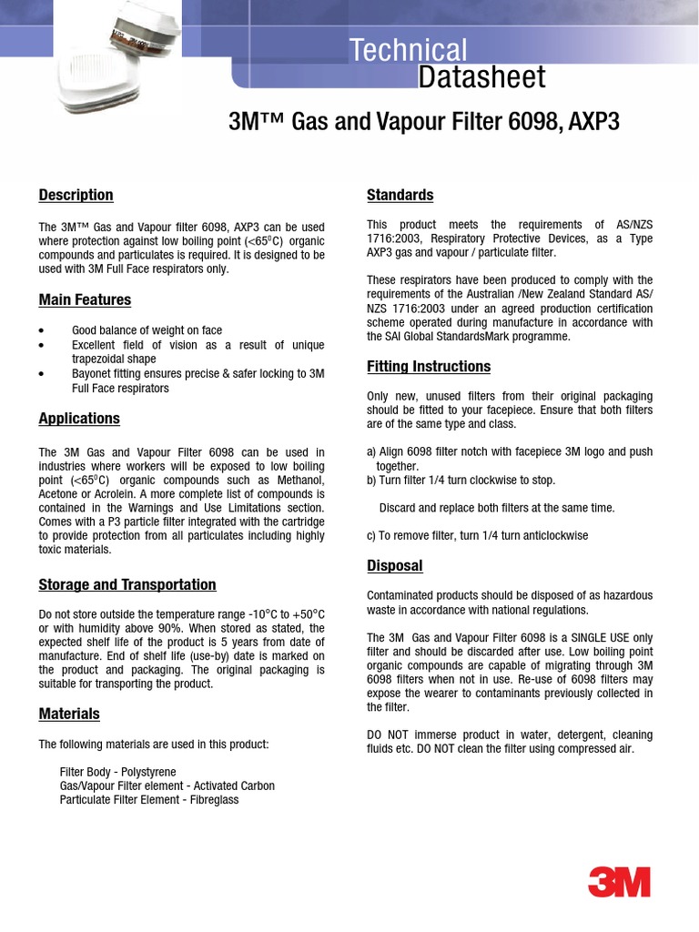 3M 6098 Data Sheet | PDF | Chemistry | Chemical Substances