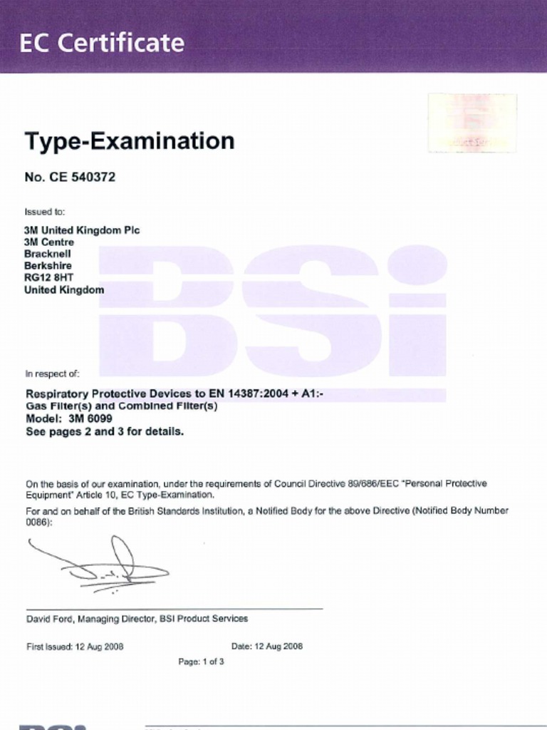 3M 6099-EC Certificate | PDF