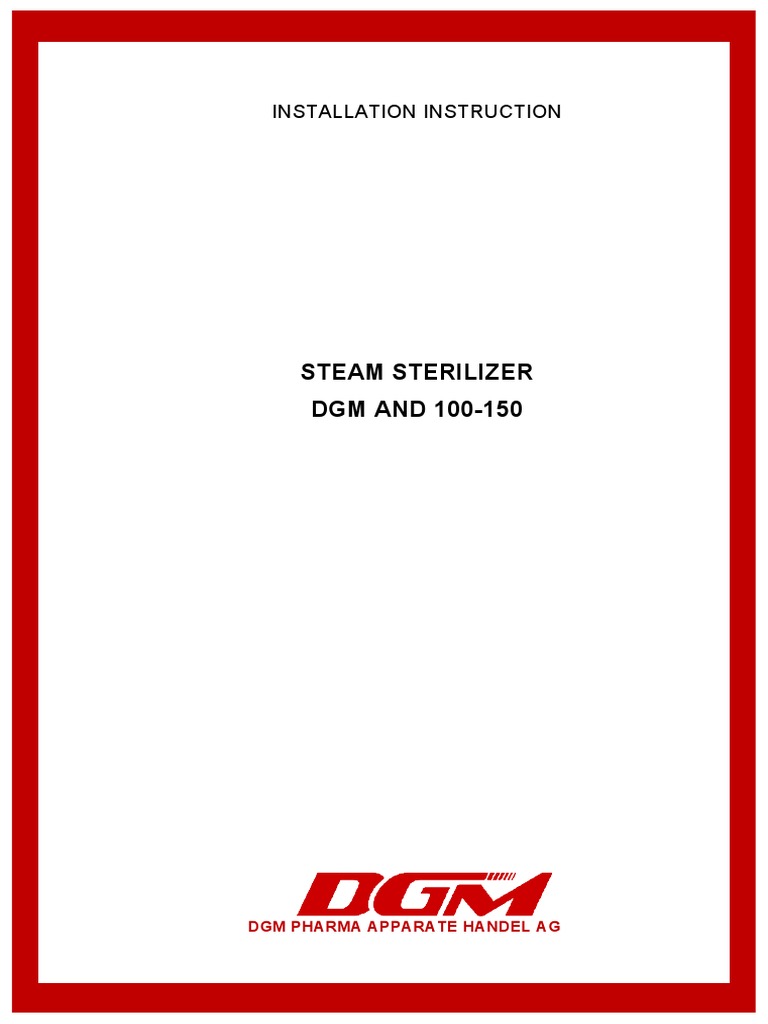 DGM Steam Sterilizer Installation Guide | PDF | Magnesium | Water