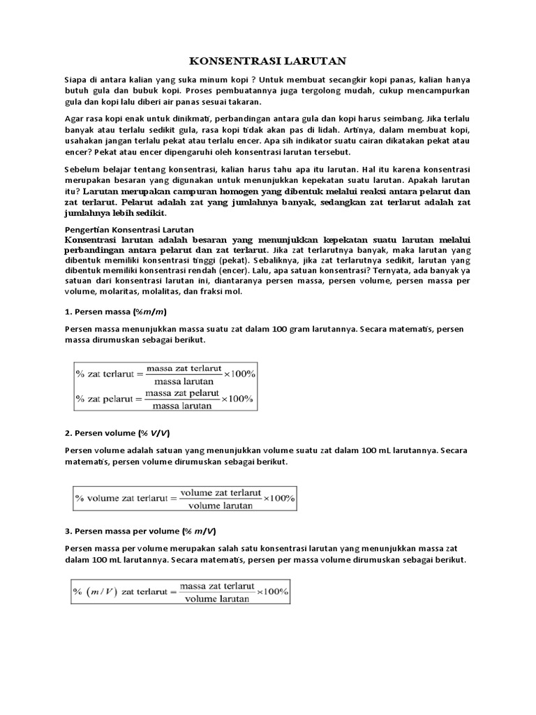 Konsentrasi Larutan | PDF