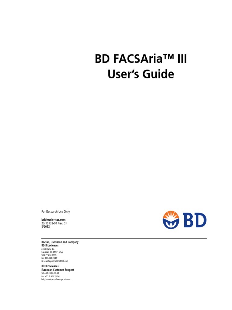 BD Facsaria™ Iii User's Guide: For Research Use Only | PDF | Flow Cytometry