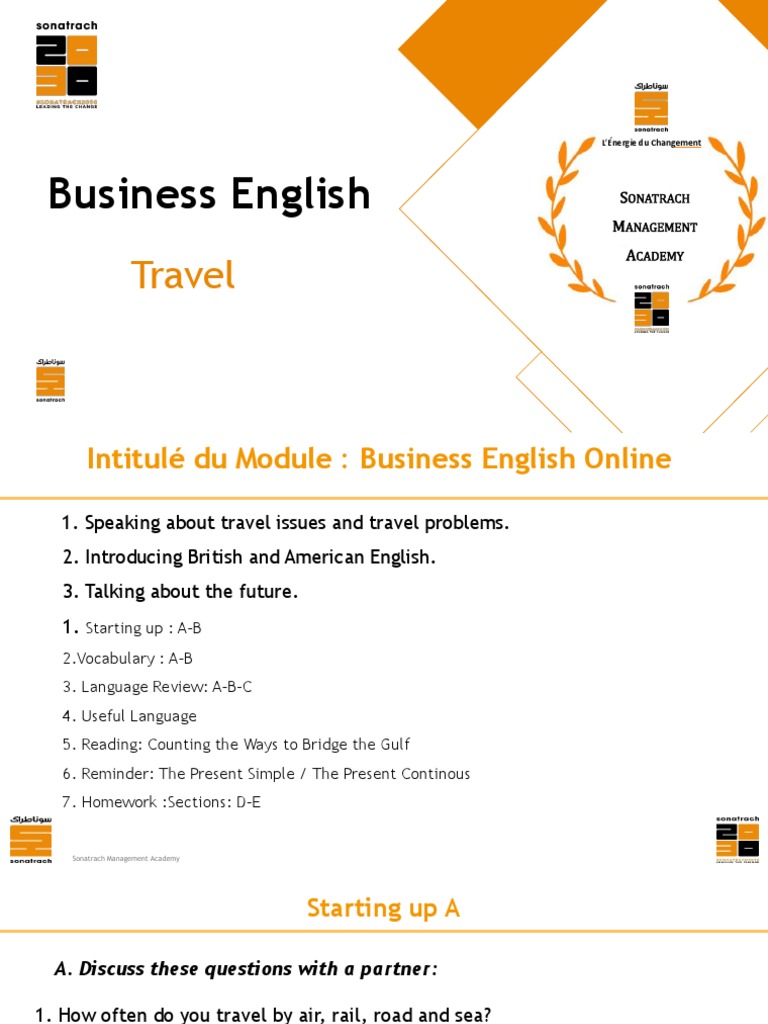 Business English Travel | PDF | Grammatical Tense | Verb