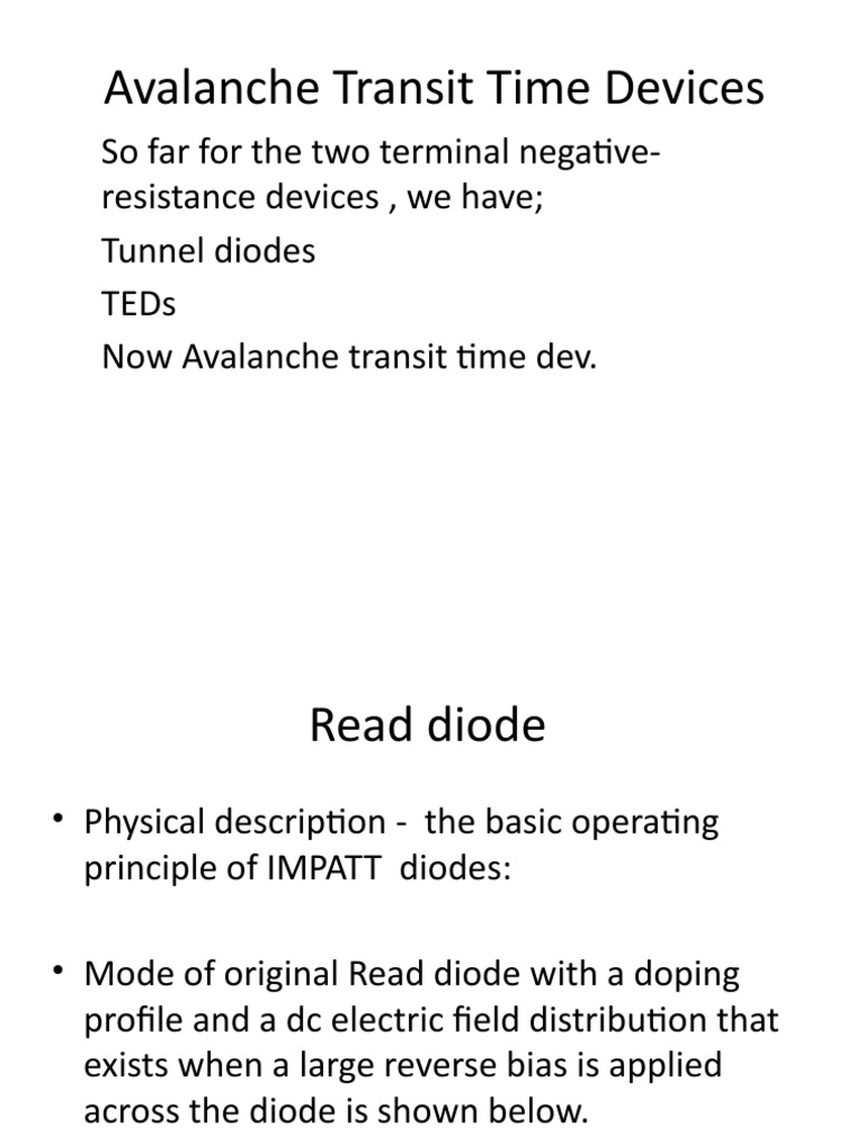 Avalanche Transit Time Devices Guide | PDF | P–N Junction | Diode