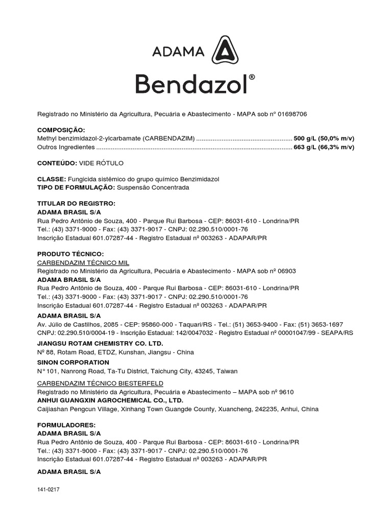 Bula Bendazol | PDF | Embalagem e rotulagem | Recibo