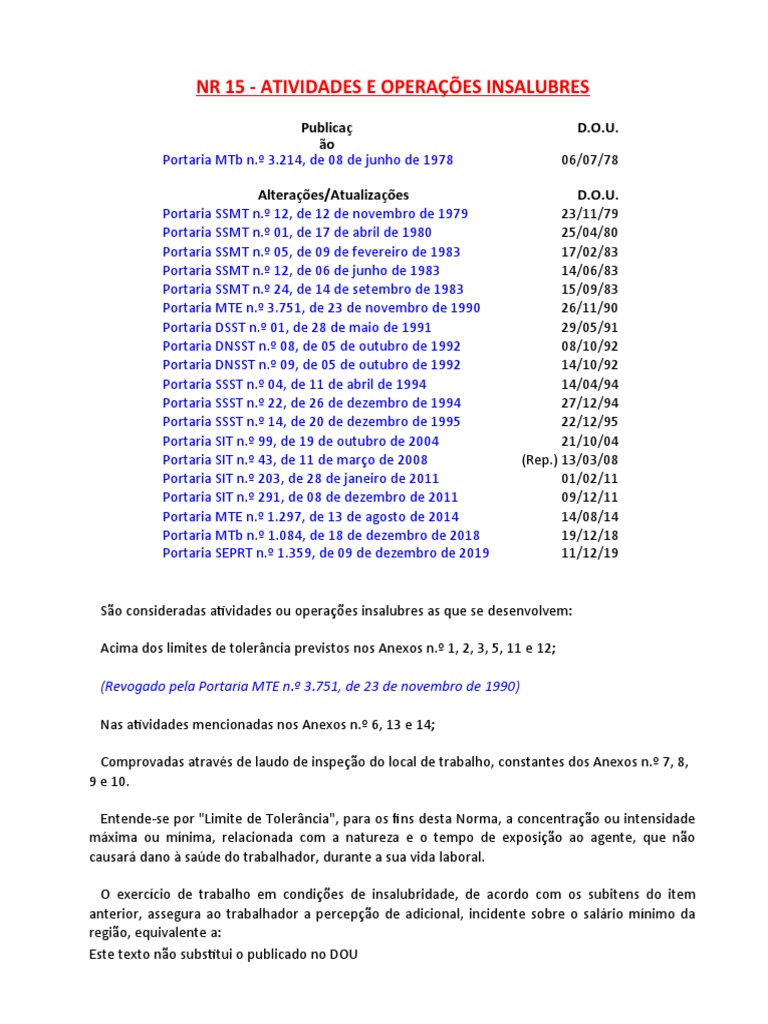 NR 15 - Atualizada 2019 | PDF