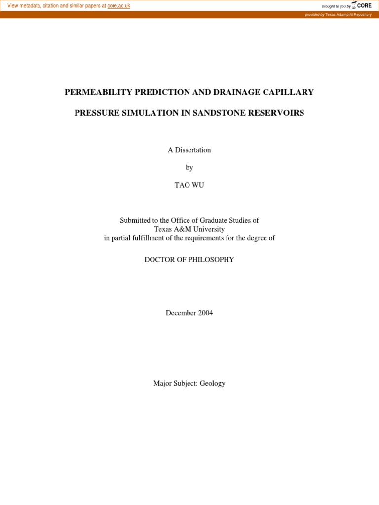 Permeability Prediction and Drainage Capillary Pressure Simulation in ...