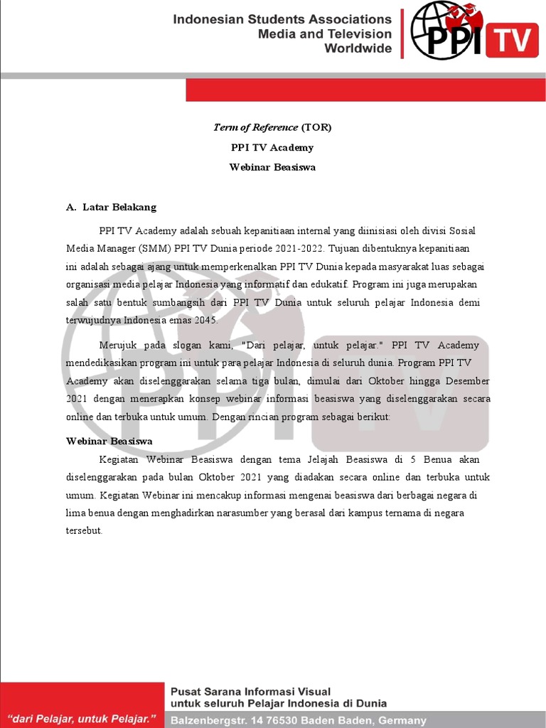 Tor Webinar Beasiswa | PDF