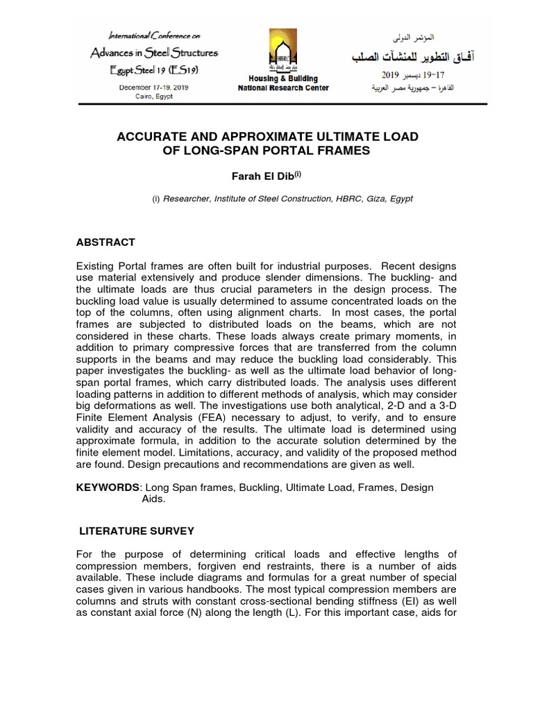 Analysis of Buckling and Ultimate Loads in Long-Span Portal Frames Subjected to Distributed and ...