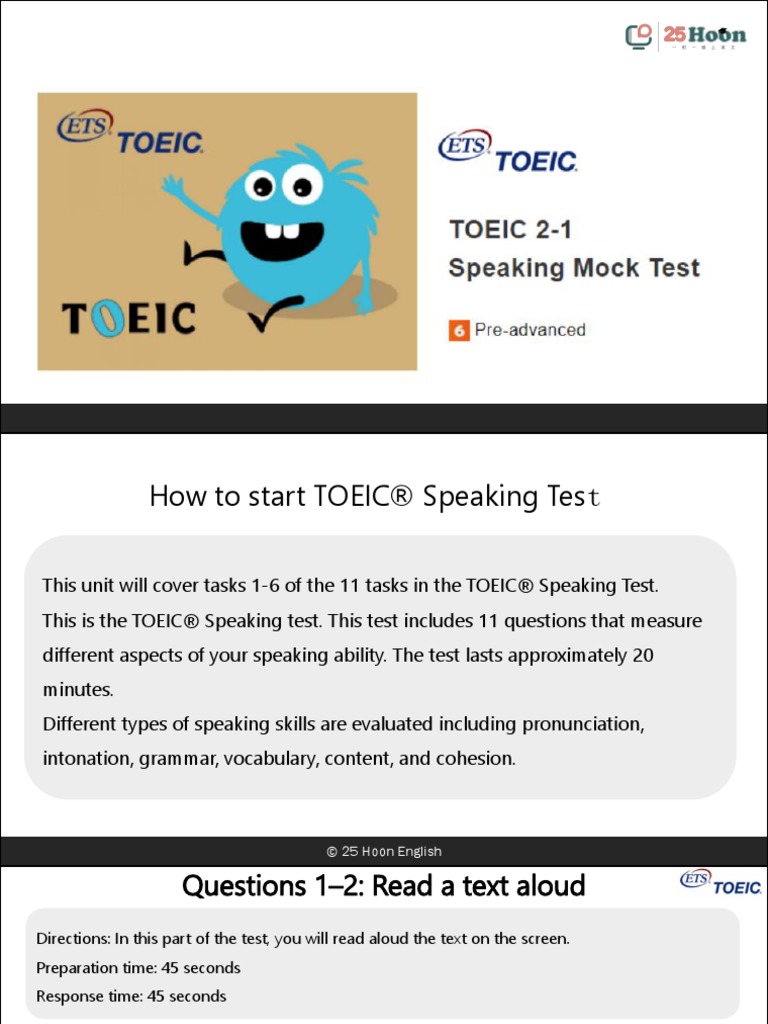 UNIT 02-1 TOEIC Speaking | PDF