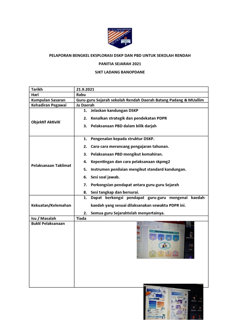 Ladap Pelaporan Bengkel Eksplorasi DSKP Dan PBD Untuk Sekolah Rendah | PDF