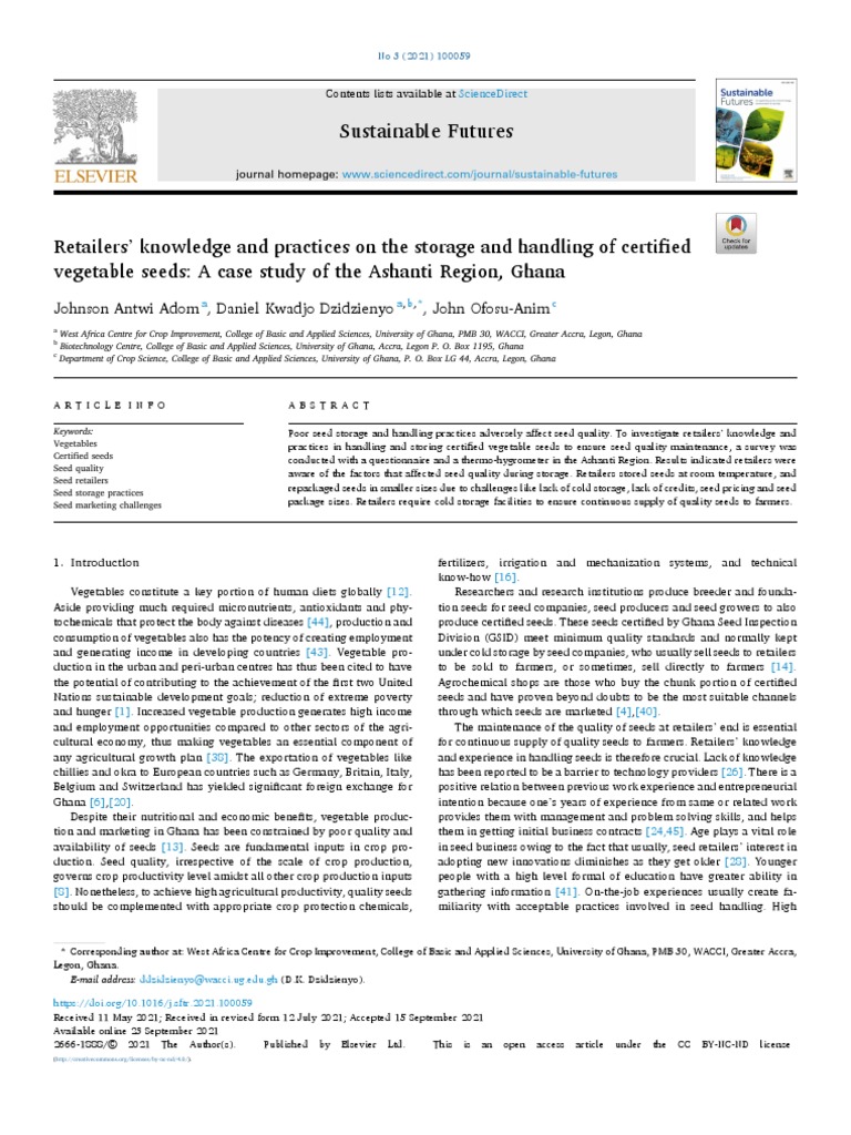 Sustainable Futures: Johnson Antwi Adom, Daniel Kwadjo Dzidzienyo, John ...