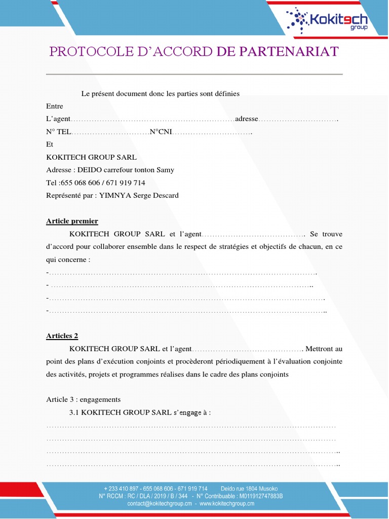 Modèle de protocole d'accord de partenariat | PDF | Droit | Ordinateurs