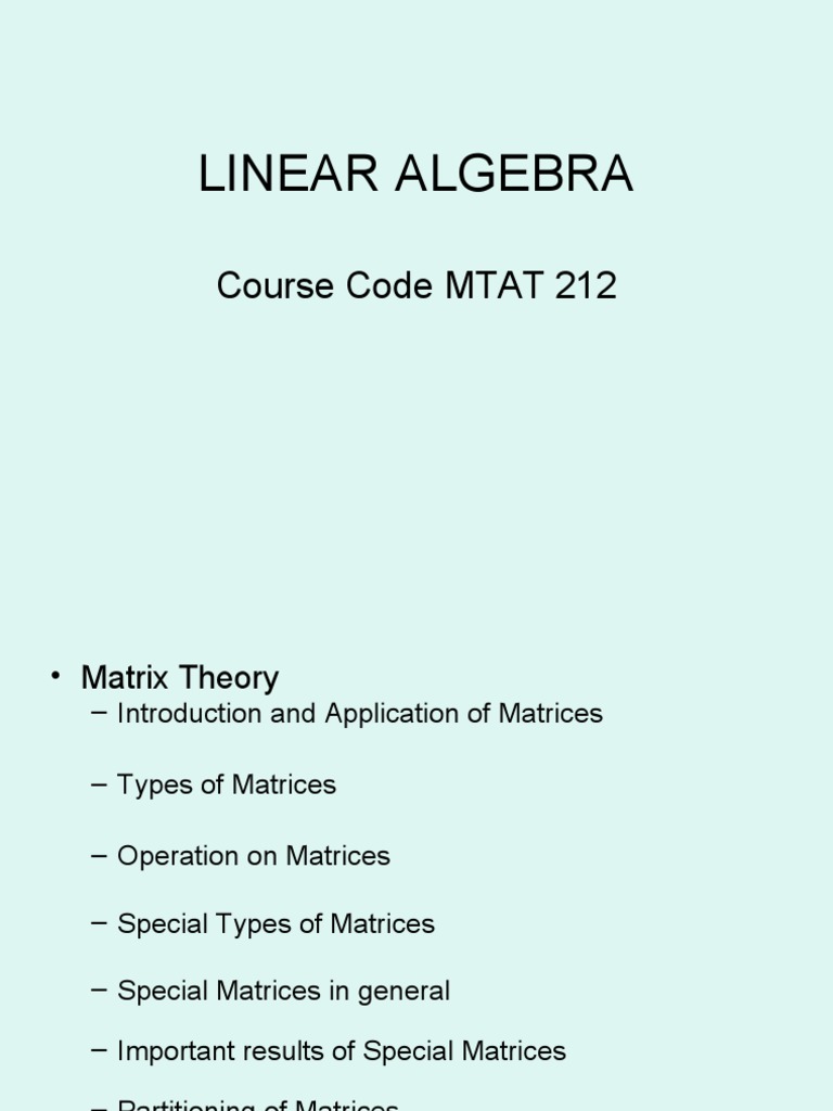 An Introduction to Fundamental Matrix Concepts in Linear Algebra | PDF ...
