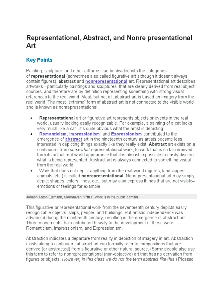 Representational, Abstract, and Nonre Presentational Art: Key Points ...