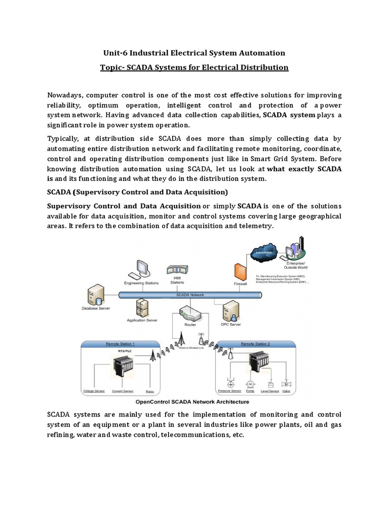 Unit-6 Industrial Electrical System Automation Topic-SCADA Systems For ...