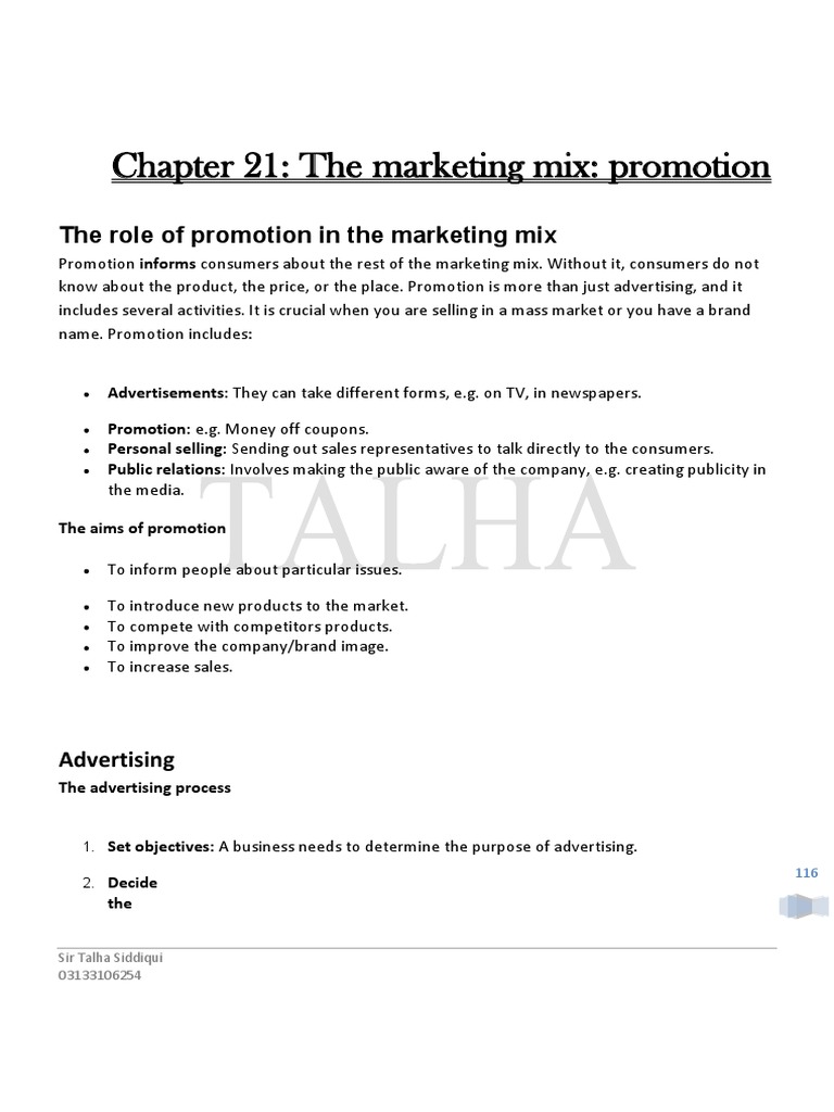 The Role of Promotion in The Marketing Mix | PDF | Retail | Advertising