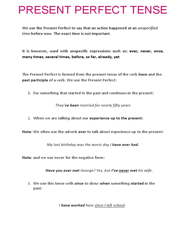 Dokumen - Tips - Present Perfect Tense The Correct Option 1 I Have Has ...