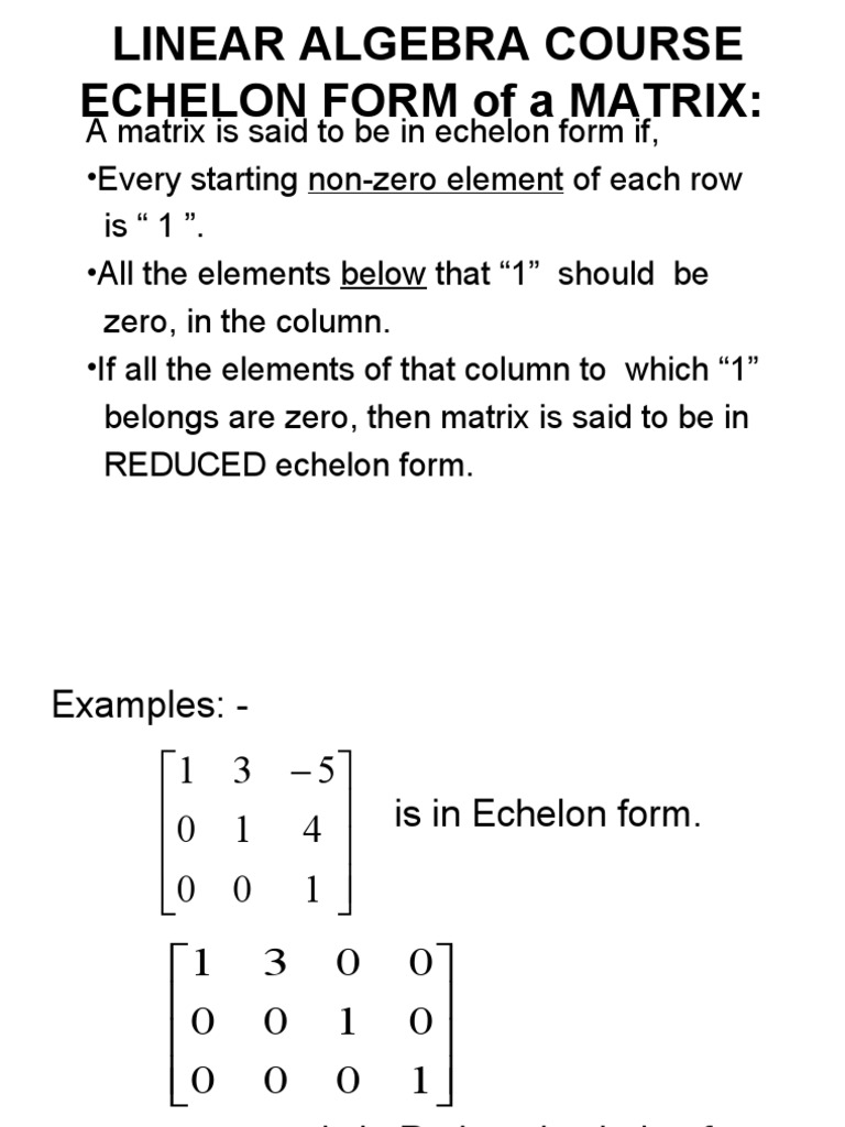 Linear Algebra (Echelon Form of A Matrix) | PDF | Matrix (Mathematics) | Applied Mathematics