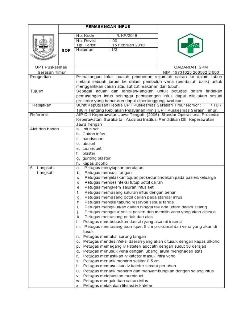 Pemasangan Infus | PDF