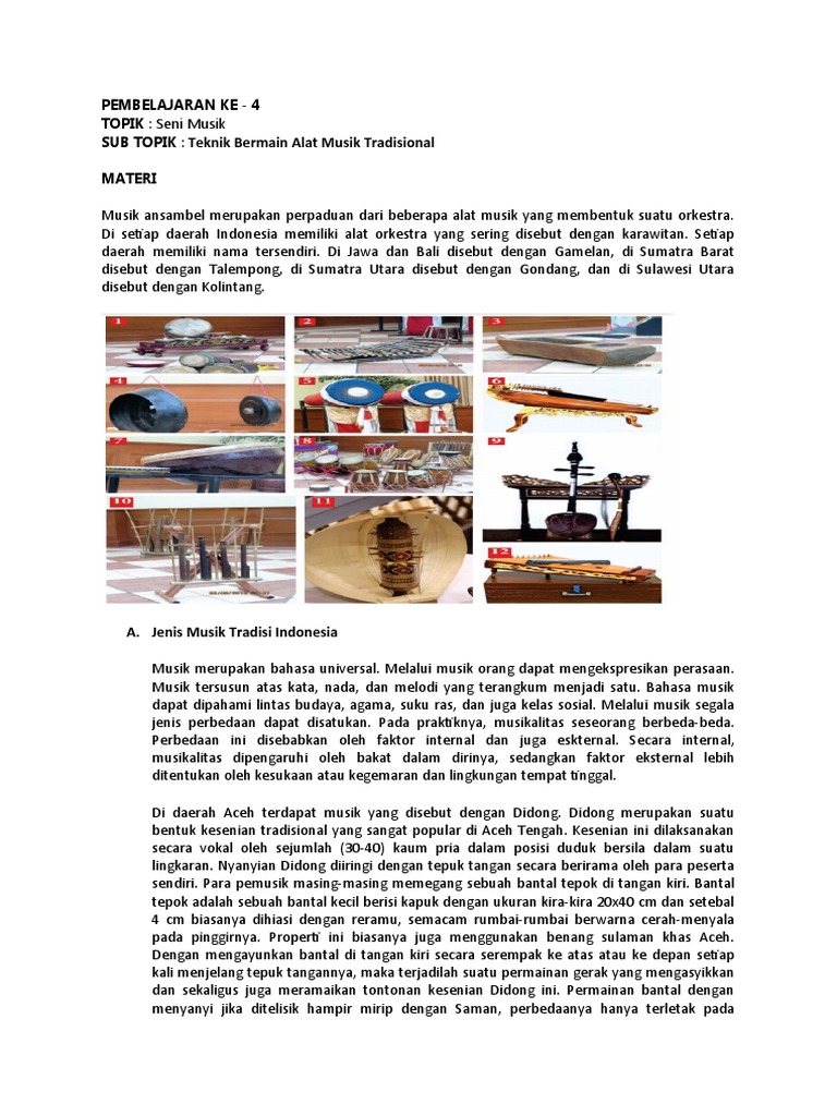 Teknik Musik Tradisional Indonesia | PDF | Seni