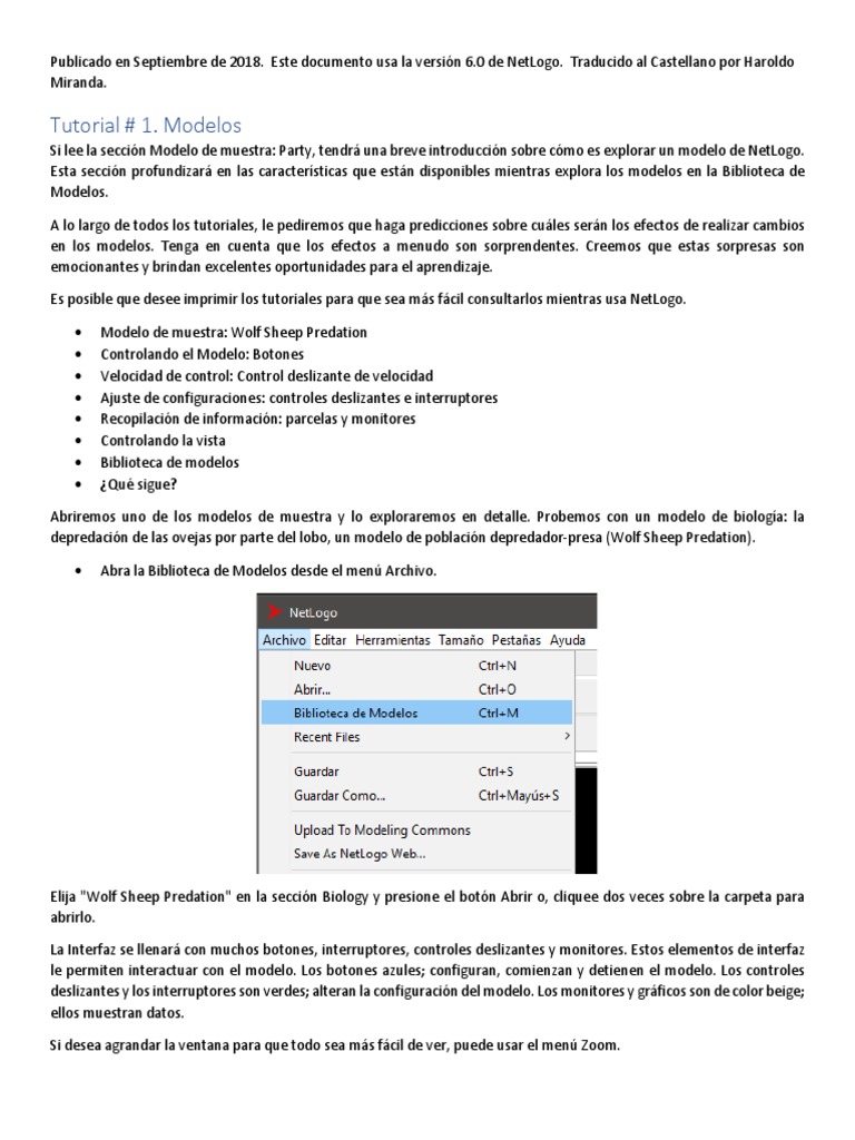 NetLogo Tutorial 1 in Spanish | PDF | Ventana (informática) | Plan de estudios