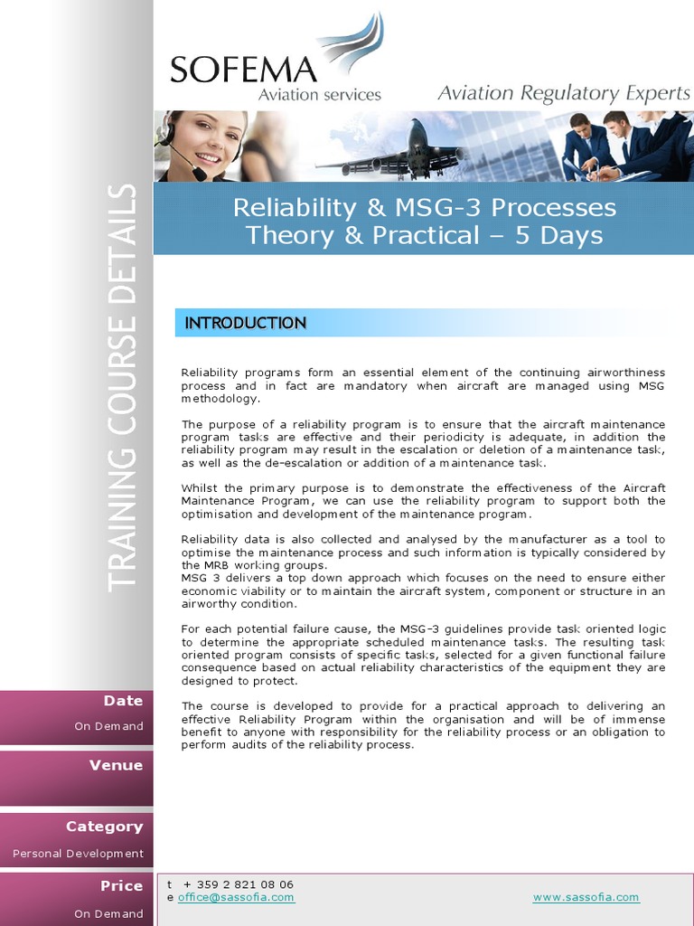 Reliability & MSG-3 Processes Theory & Practical - 5 Days: On Demand ...