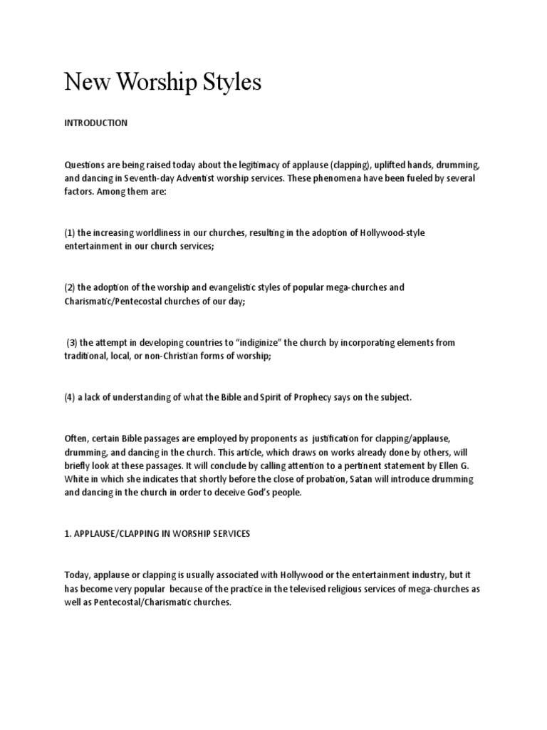 An Analysis of New Worship Styles: Exploring the Biblical ...