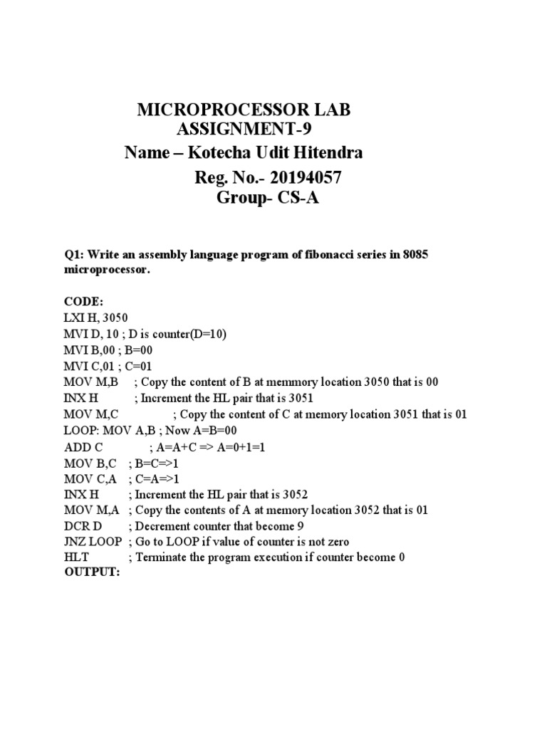 Microprocessor Lab Assignment-9 Name - Kotecha Udit Hitendra Reg. No ...