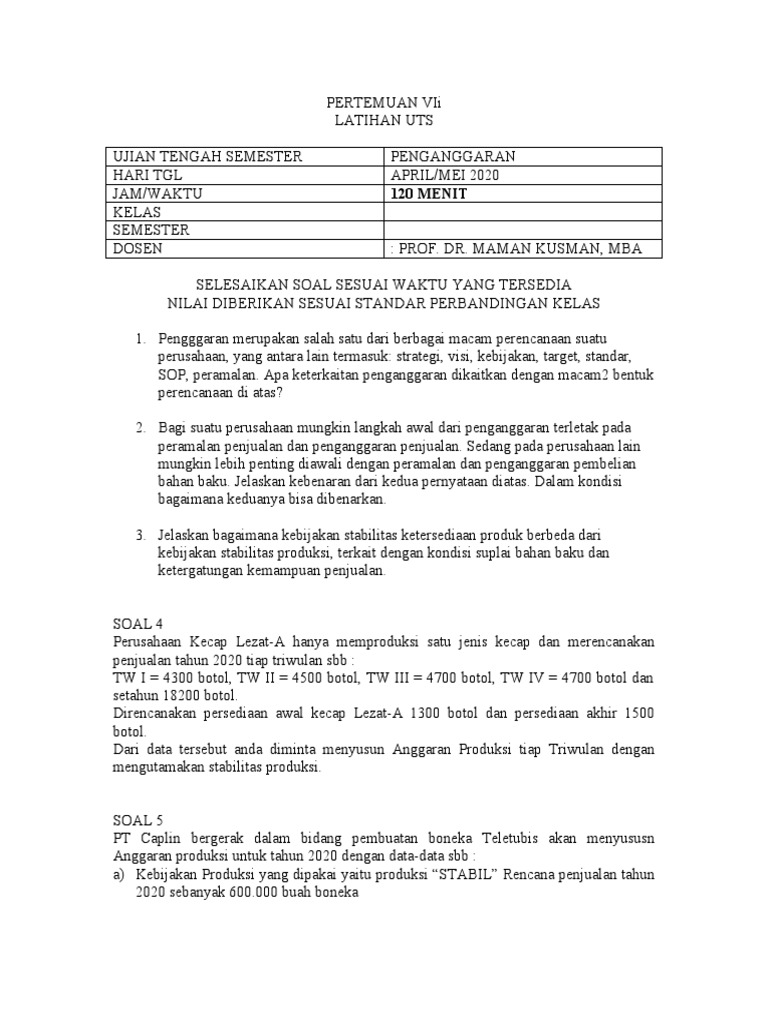 Sesi 7 Latihan Uts2 | PDF | Bisnis