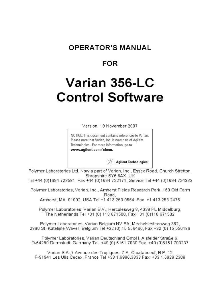 Varian 356-LC Control Software: Operator'S Manual FOR | Download Free PDF | Parameter (Computer ...
