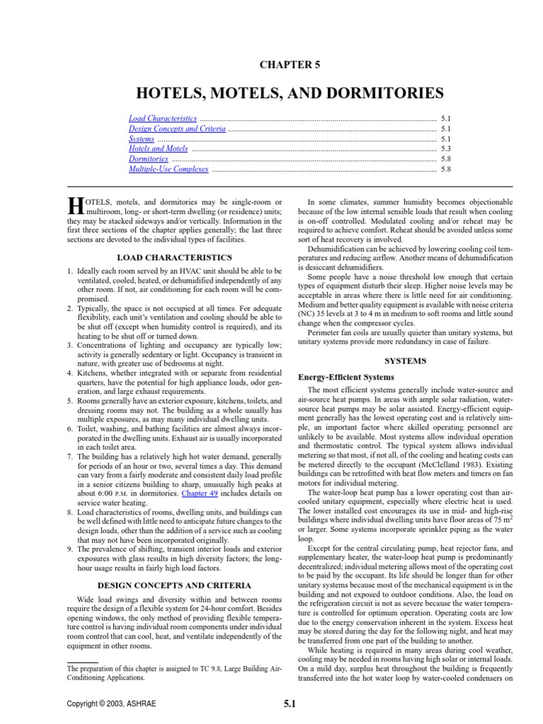 Hotels, Motels, and Dormitories | PDF | Air Conditioning | Ventilation (Architecture)