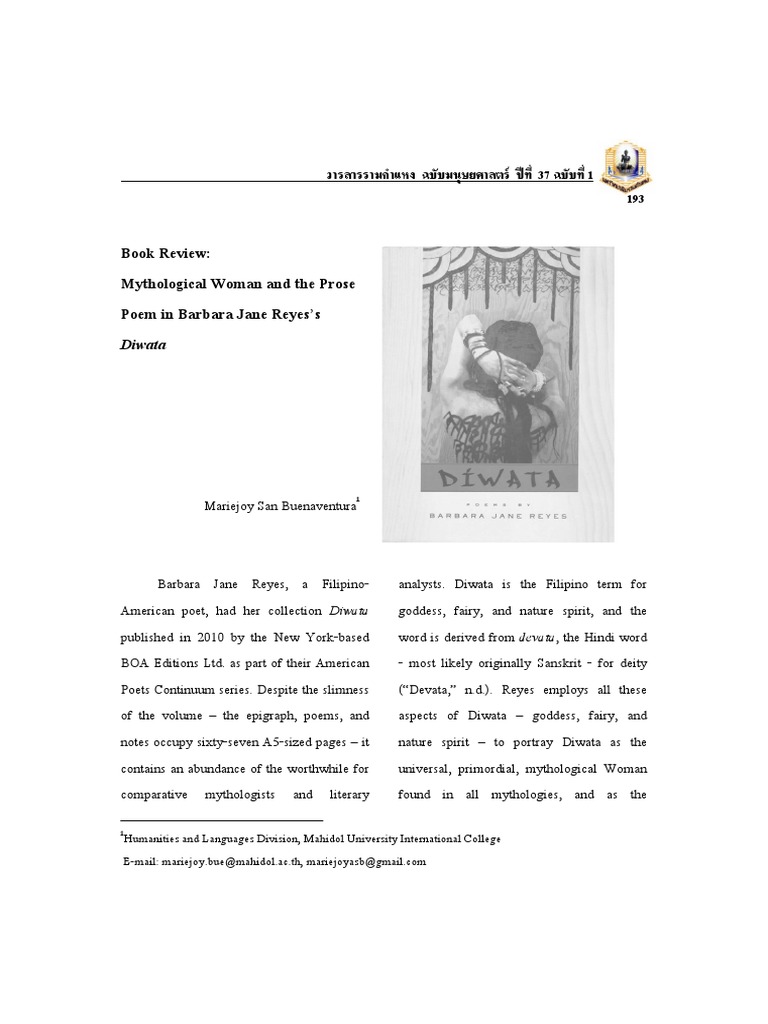 Diwata: Myth and Womanhood in Poetry | PDF | Genesis Creation Narrative ...