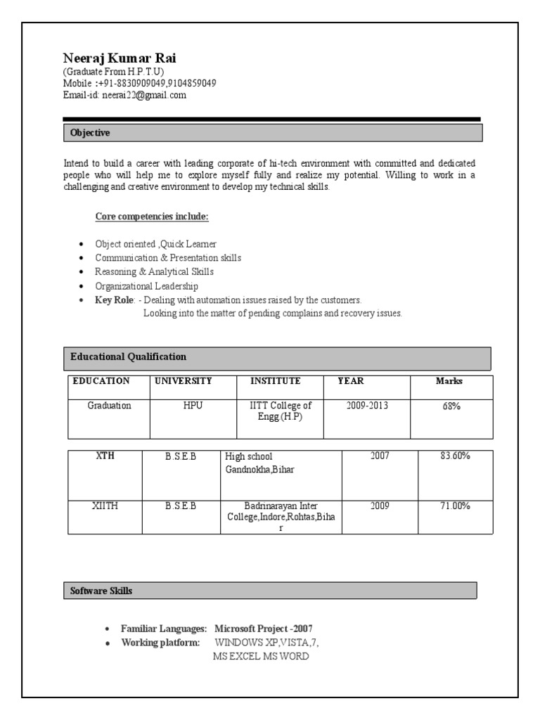 Neeraj New Format Resume | PDF | Microsoft Windows | Software