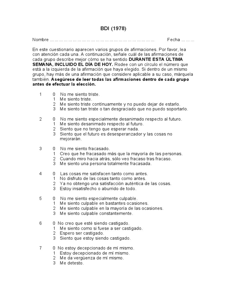 Cuestionario de Evaluación Emocional | PDF