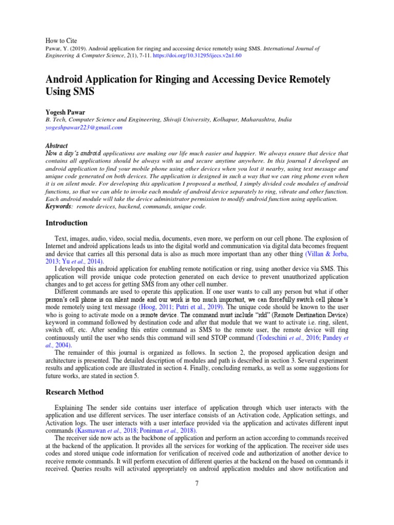 Android Application For Ringing and Accessing Device Remotely Using SMS | PDF | Android ...