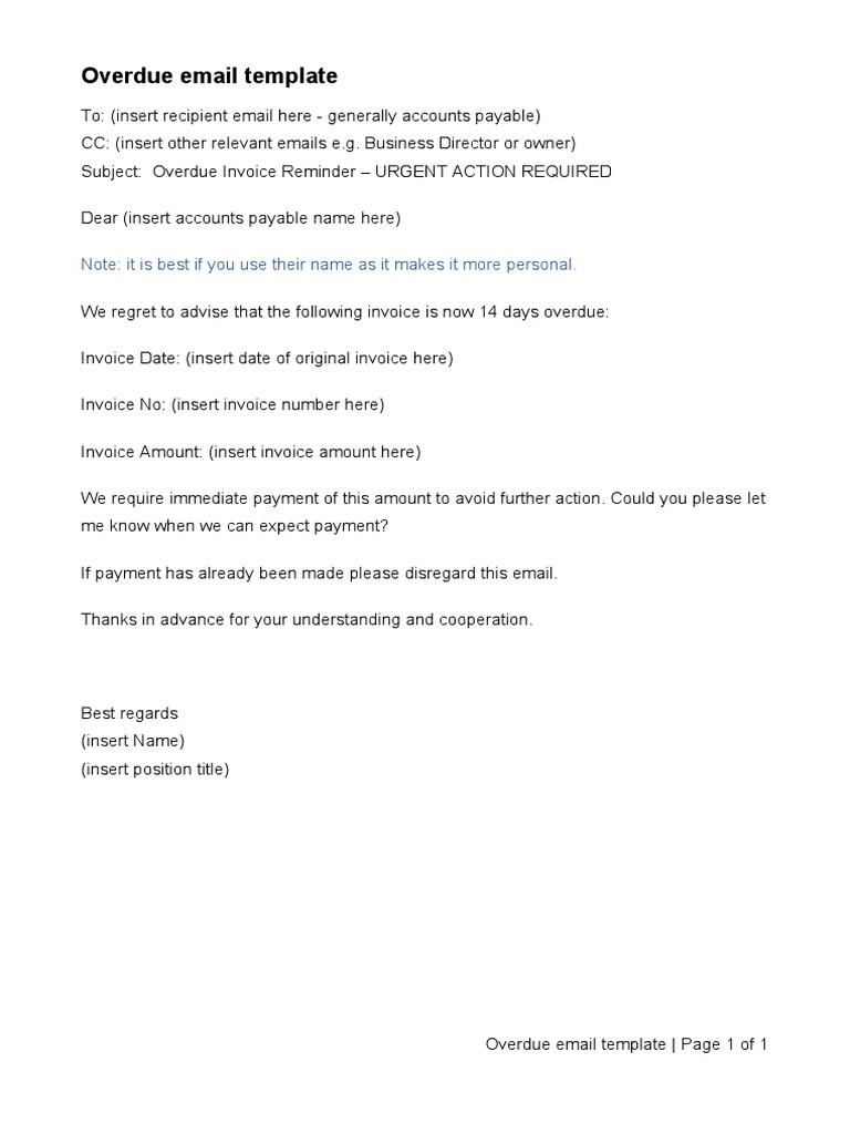 Overdue Email Template | PDF