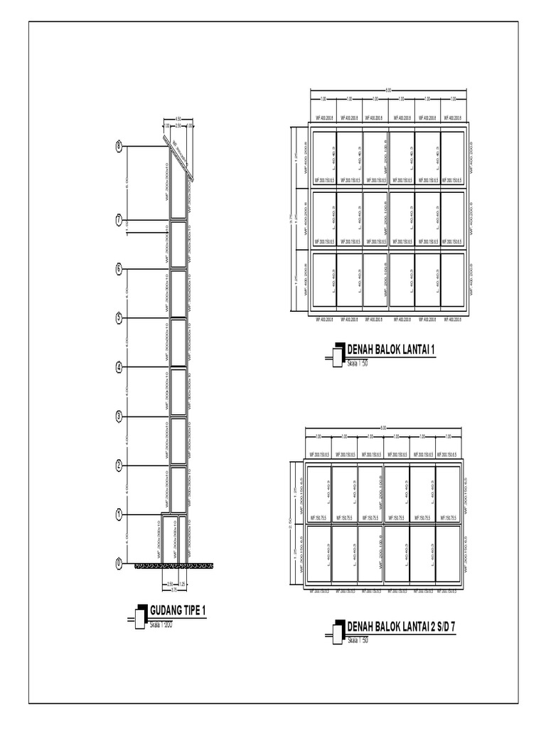 Denah Balok Lantai 1: WF.300x300x10 | PDF