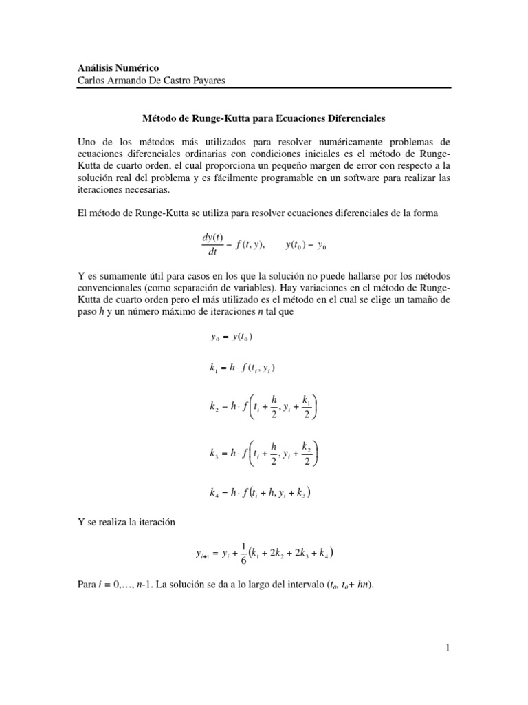 Runge Kutt A | PDF | Análisis numérico | Ecuaciones diferenciales