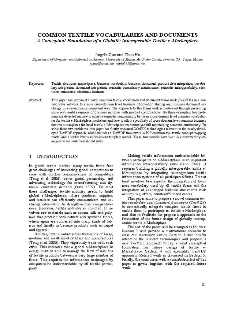 Common Textile Vocabulary Framework | PDF | Yarn | Dyeing