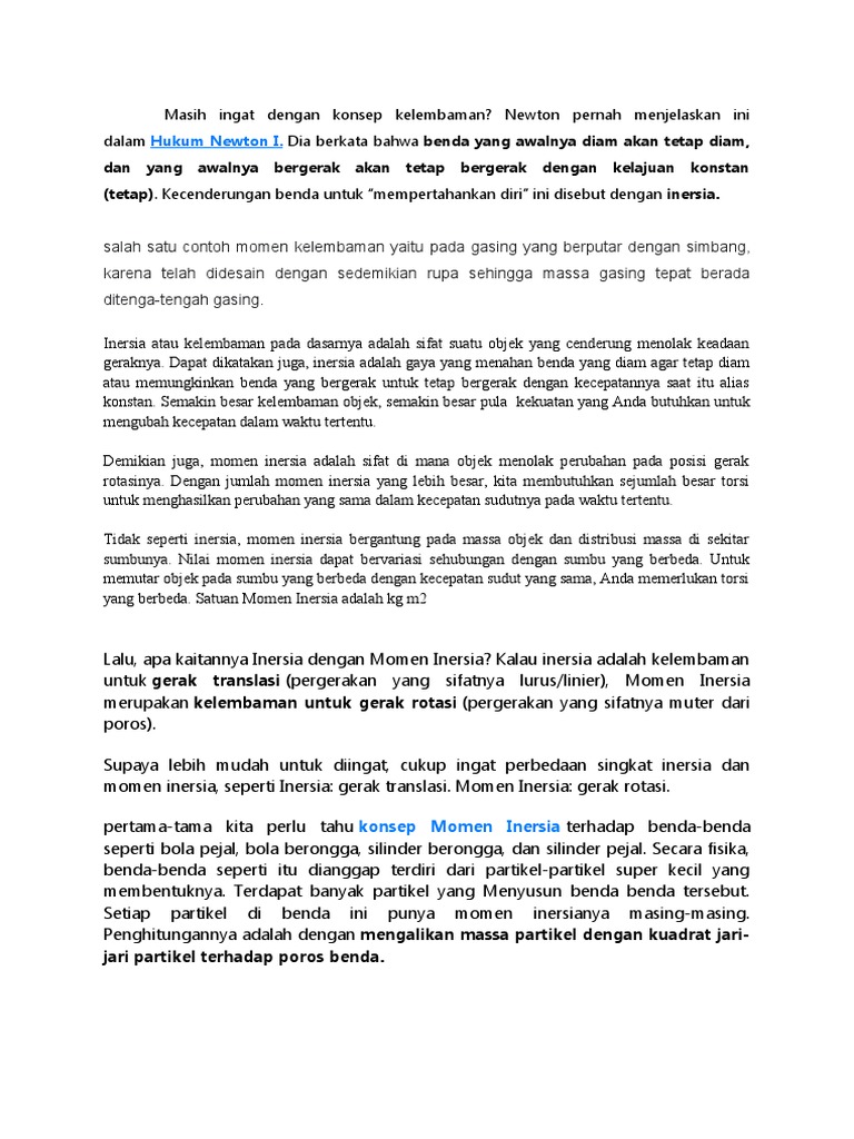 Momen Kelembaman | PDF