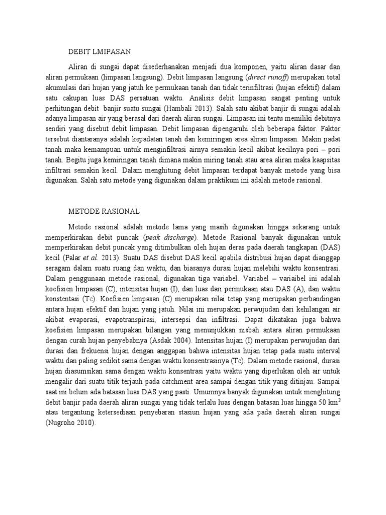 Metode Rasional Dan Debit Limpasan | PDF