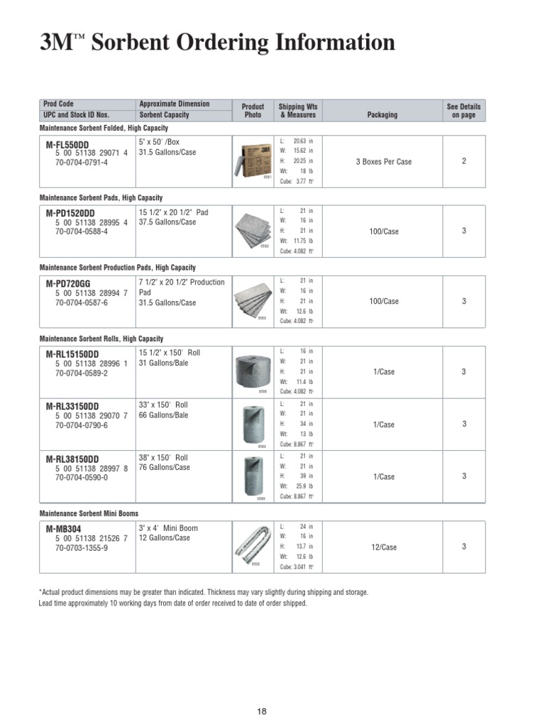 3M Sorbents Ordering Info | PDF | Petroleum | Liquids