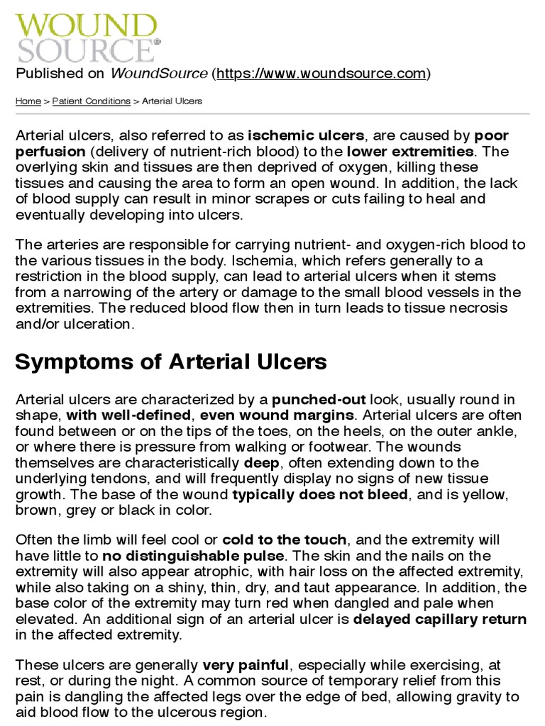 Arterial Ulcers | PDF | Ischemia | Wound