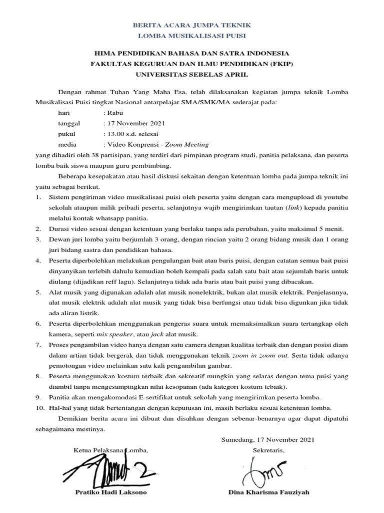 Berita Acara Technical Meeting | PDF | Sains & Matematika