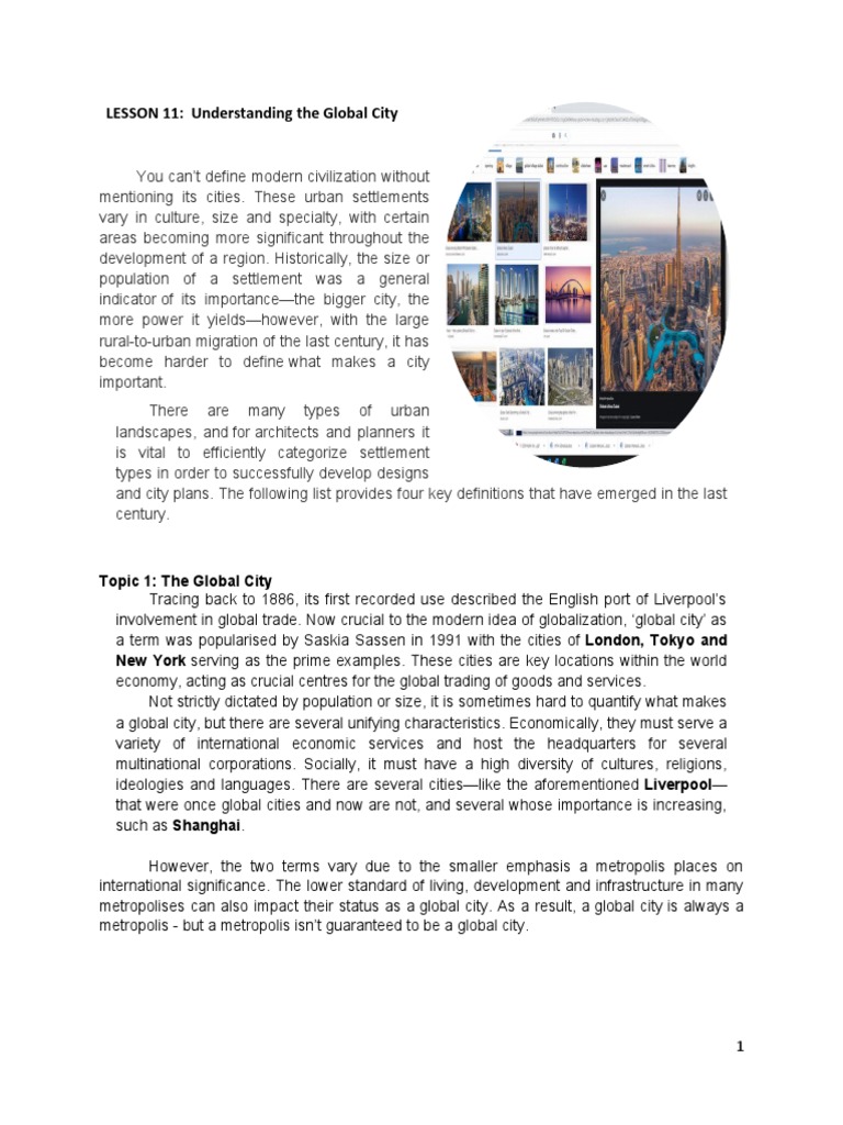 LESSON 11 Global City | PDF | Metro Manila