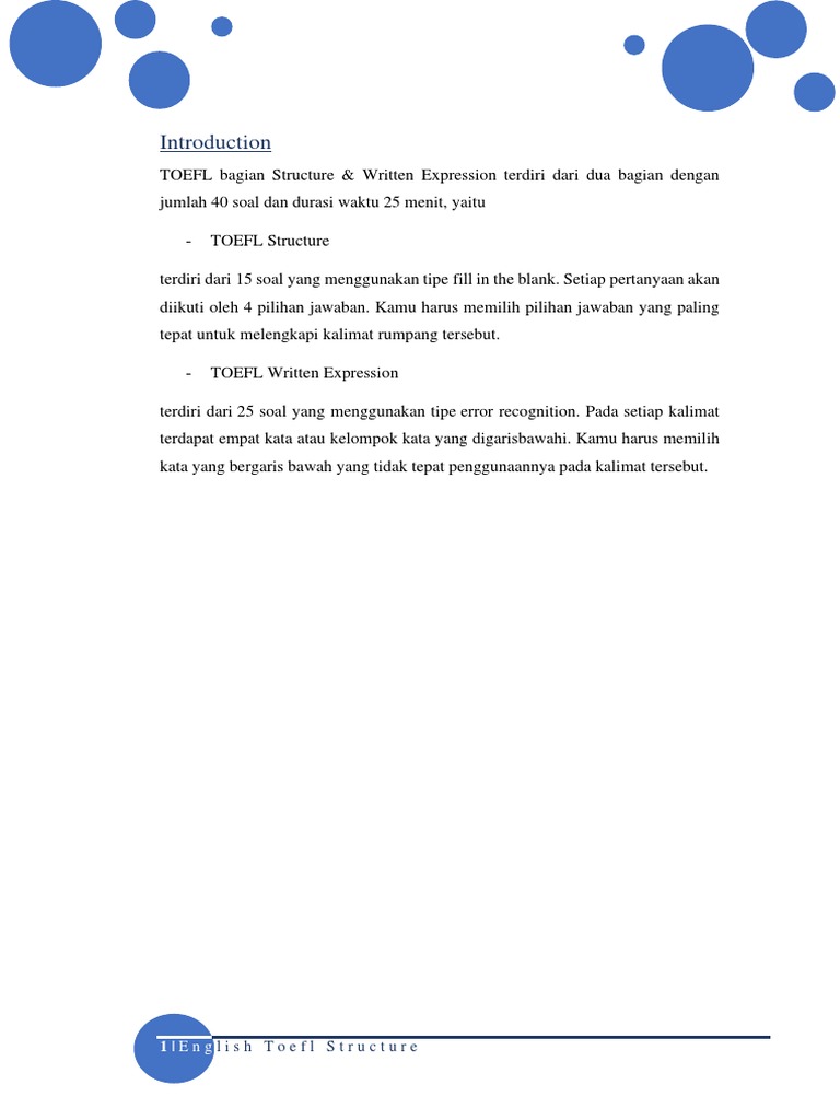 Struktur dan Tenses dalam TOEFL | PDF