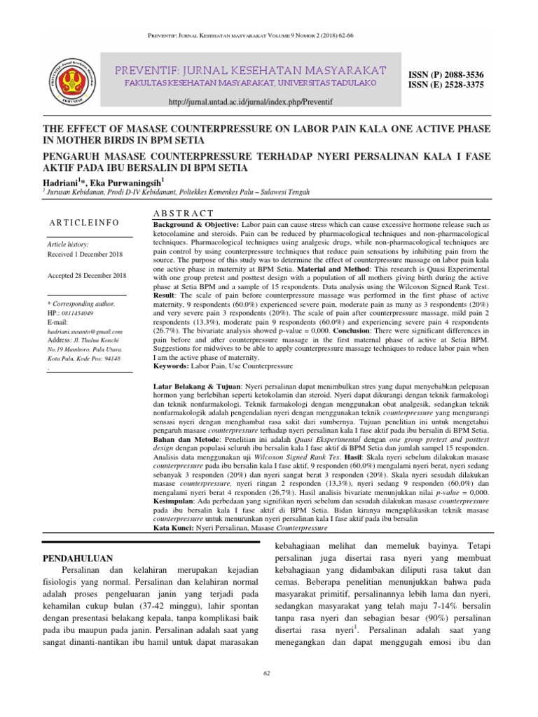 Preventif: Jurnal Kesehatan Masyarakat: ISSN (P) 2088-3536 ISSN (E ...