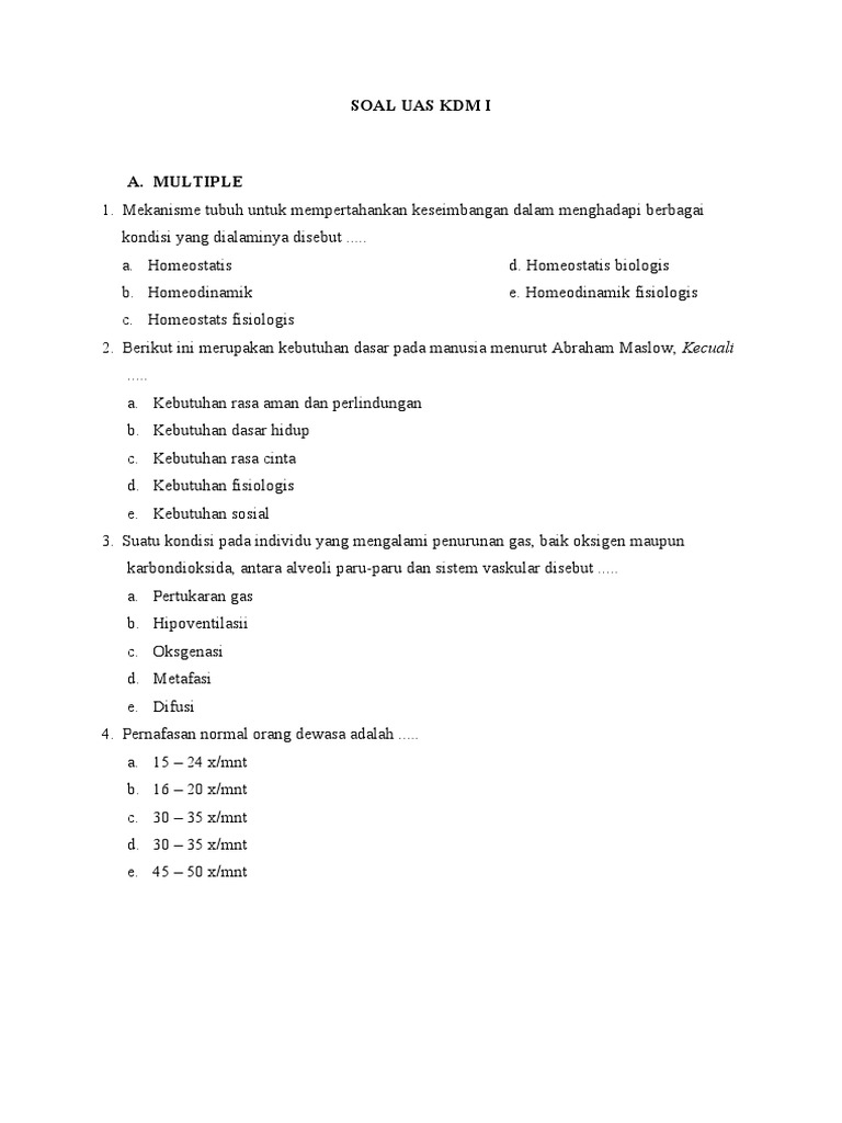 Soal Uas KDM 1 | PDF